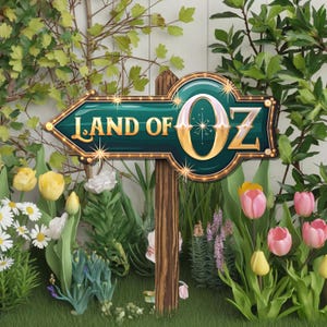 Wizard of Oz Directional Signs, Pink & Green Fantasy Arrows PNG ...