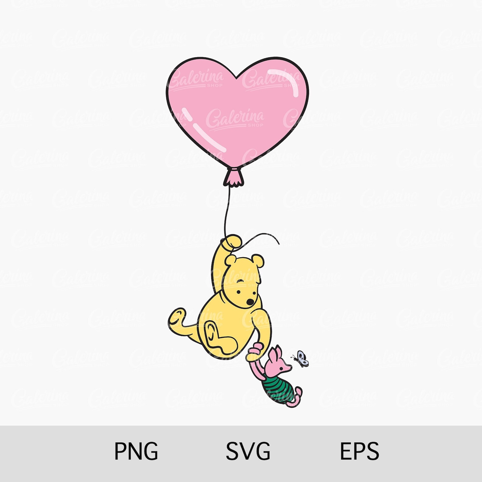 Winnie the Pooh SVG PNG Pooh Baby Shower Pink Heart Balloon Classic ...