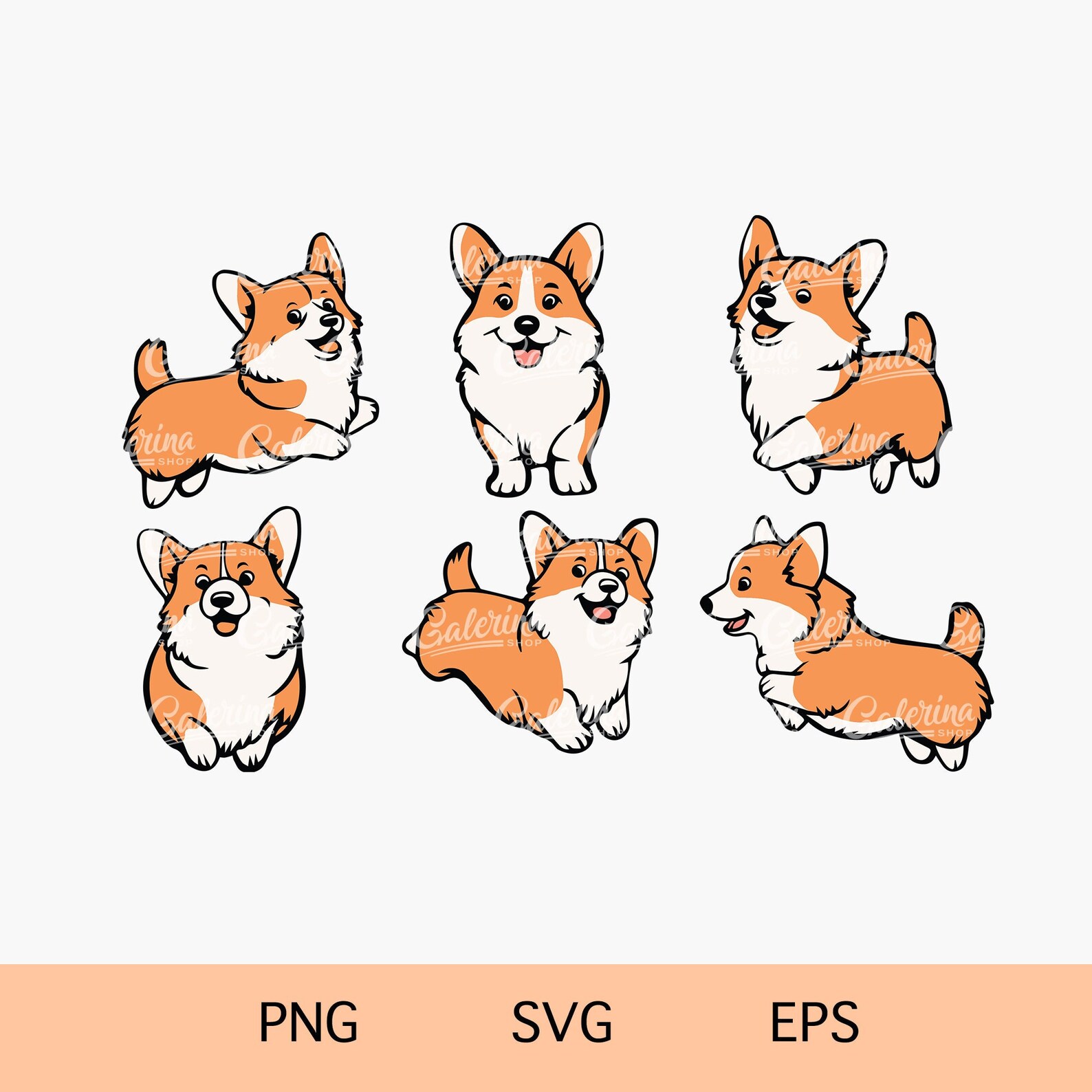 Corgi Svg Png Kawaii Corgi Clipart Cute Corgi Bundle Cute Dog Funny ...