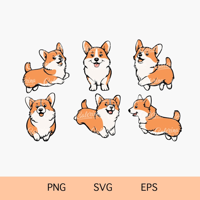 Corgi Svg Png Kawaii Corgi Clipart Cute Corgi Bundle Cute Dog Funny ...