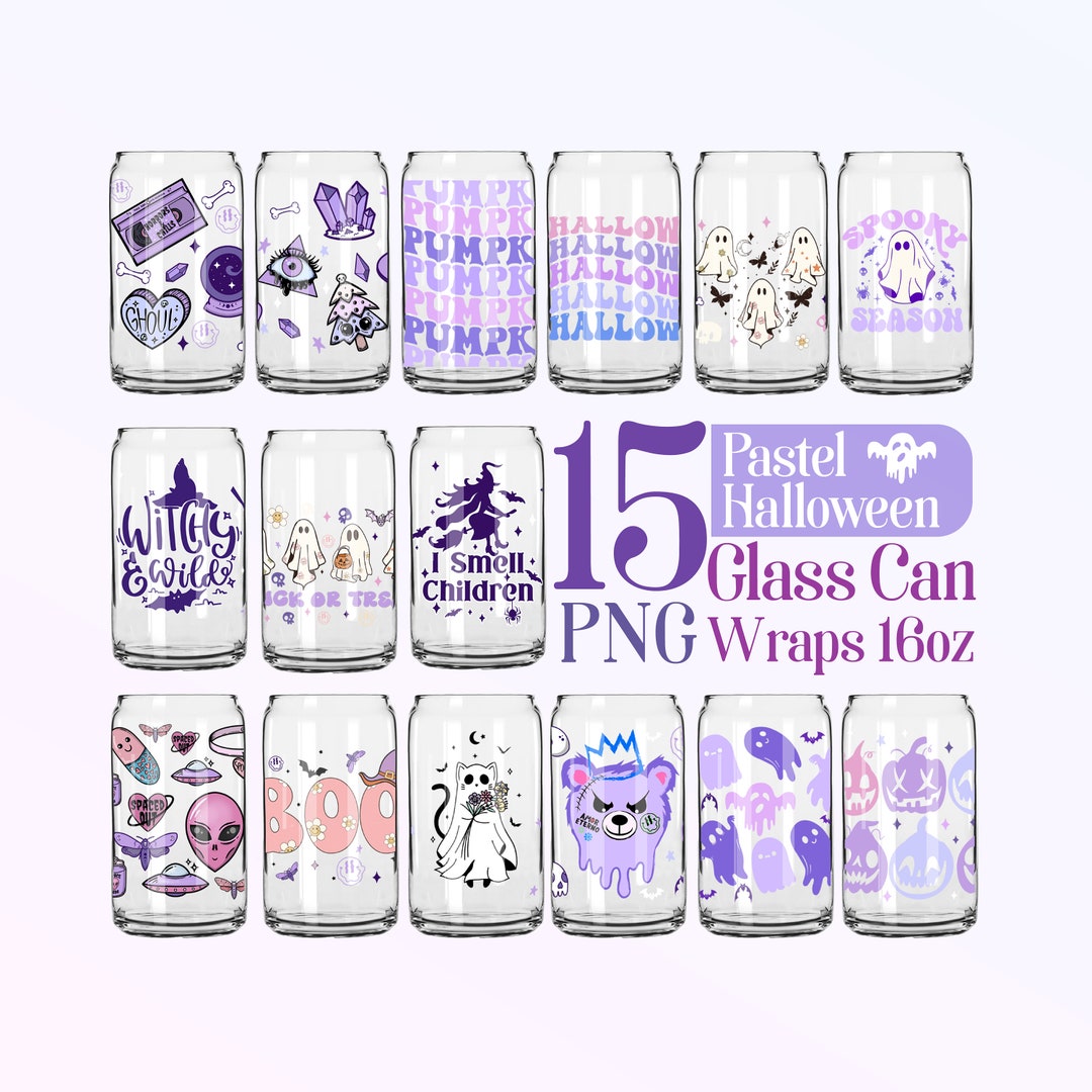 Libbey Can Wrap Png Pastel Halloween Glass Can Sublimation File Cute ...