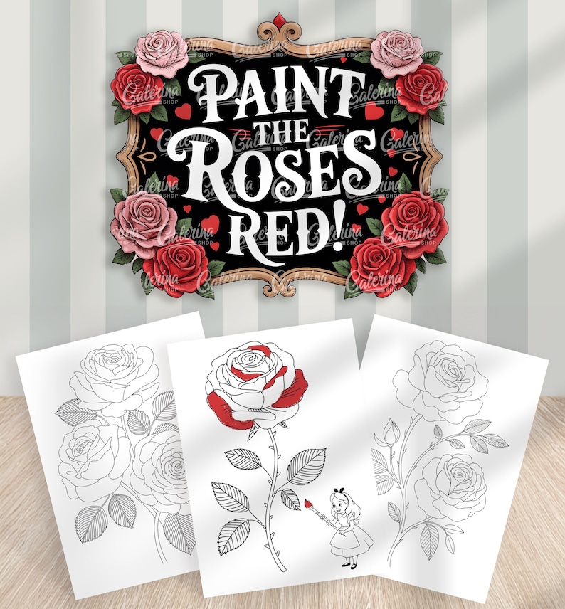 Alice in Wonderland Tea Party Signs + Activity, Paint the Roses Red ...
