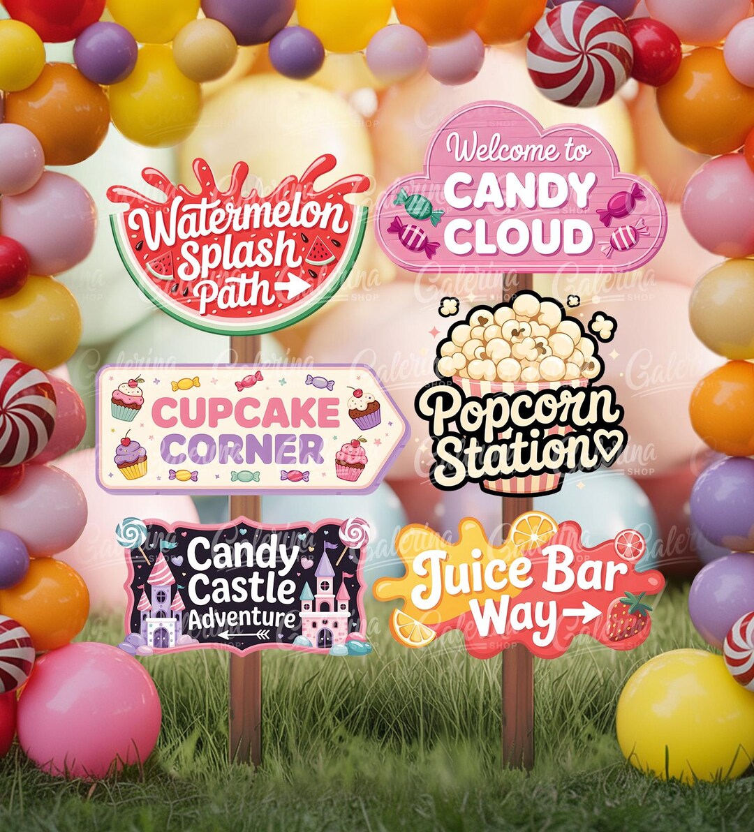 Printable Candy Party Signage Set Directional Dessert Signs for Kids ...