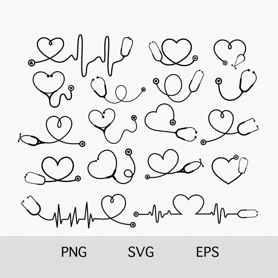 Heart Stethoscope SVG Bundle: Nurse Life Medical Cut Files for ...