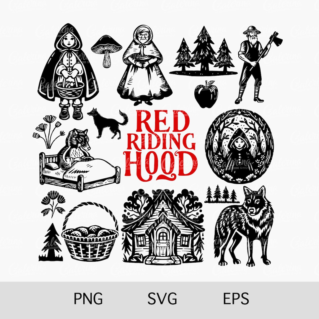 Little Red Riding Hood Svg Png Clipart Bundle Classic Fairy Tale Svg ...