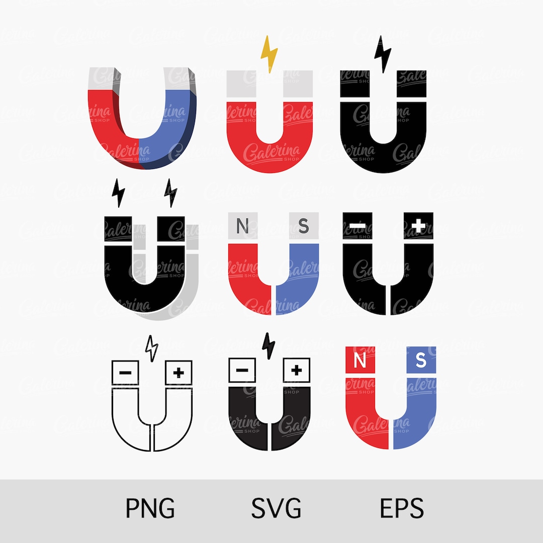 Magnet Svg Png Vector Files Horseshoe Magnet Icon U Magnet Clipart Set ...