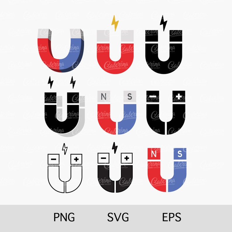 Magnet Svg Png Vector Files Horseshoe Magnet Icon U Magnet Clipart Set ...