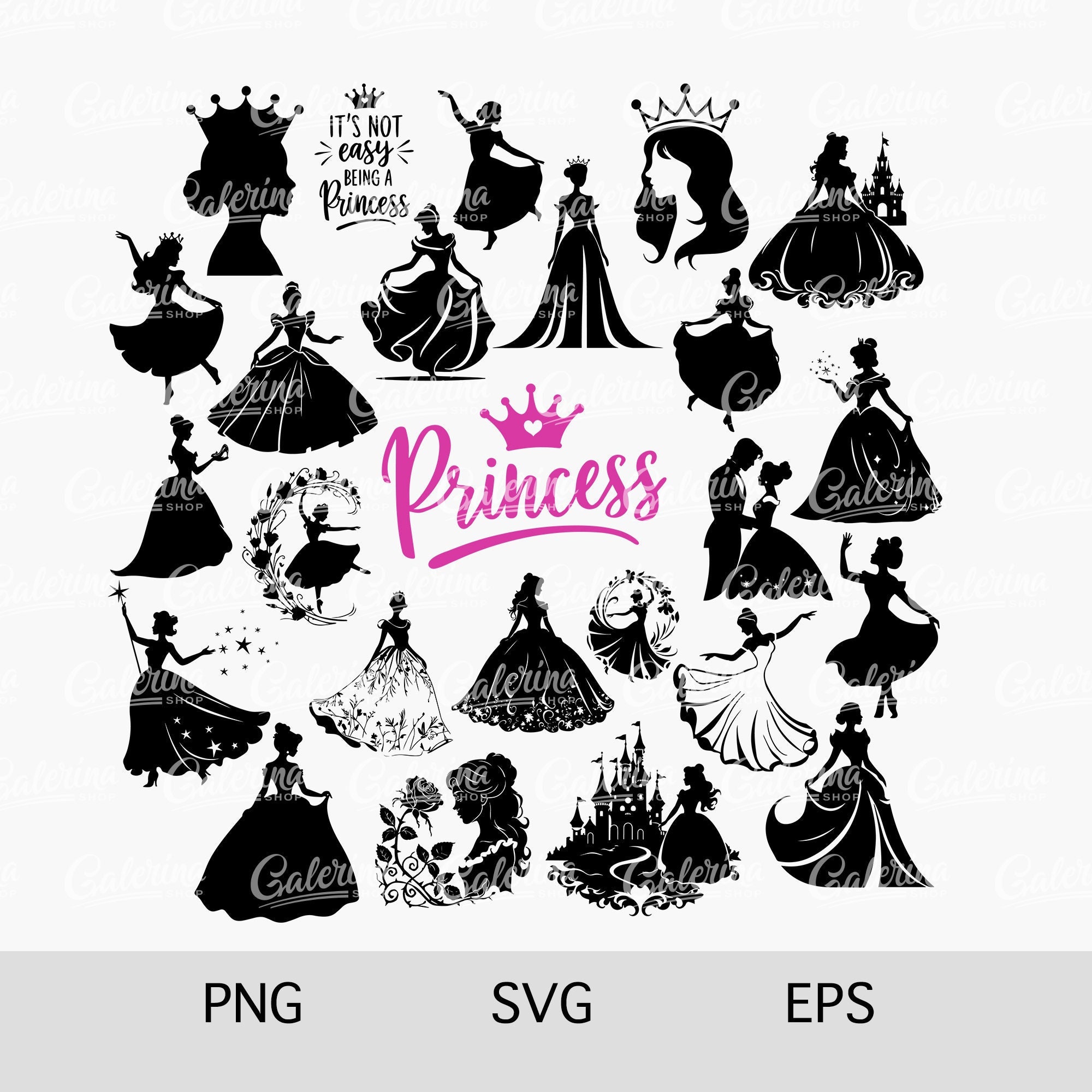 Princess Silhouette Svg Png Bundle 25 Dancer Svg Princess Clipart Fairy ...