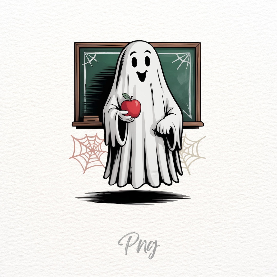 Ghost Teacher Clipart PNG: School Halloween Illustration for ...