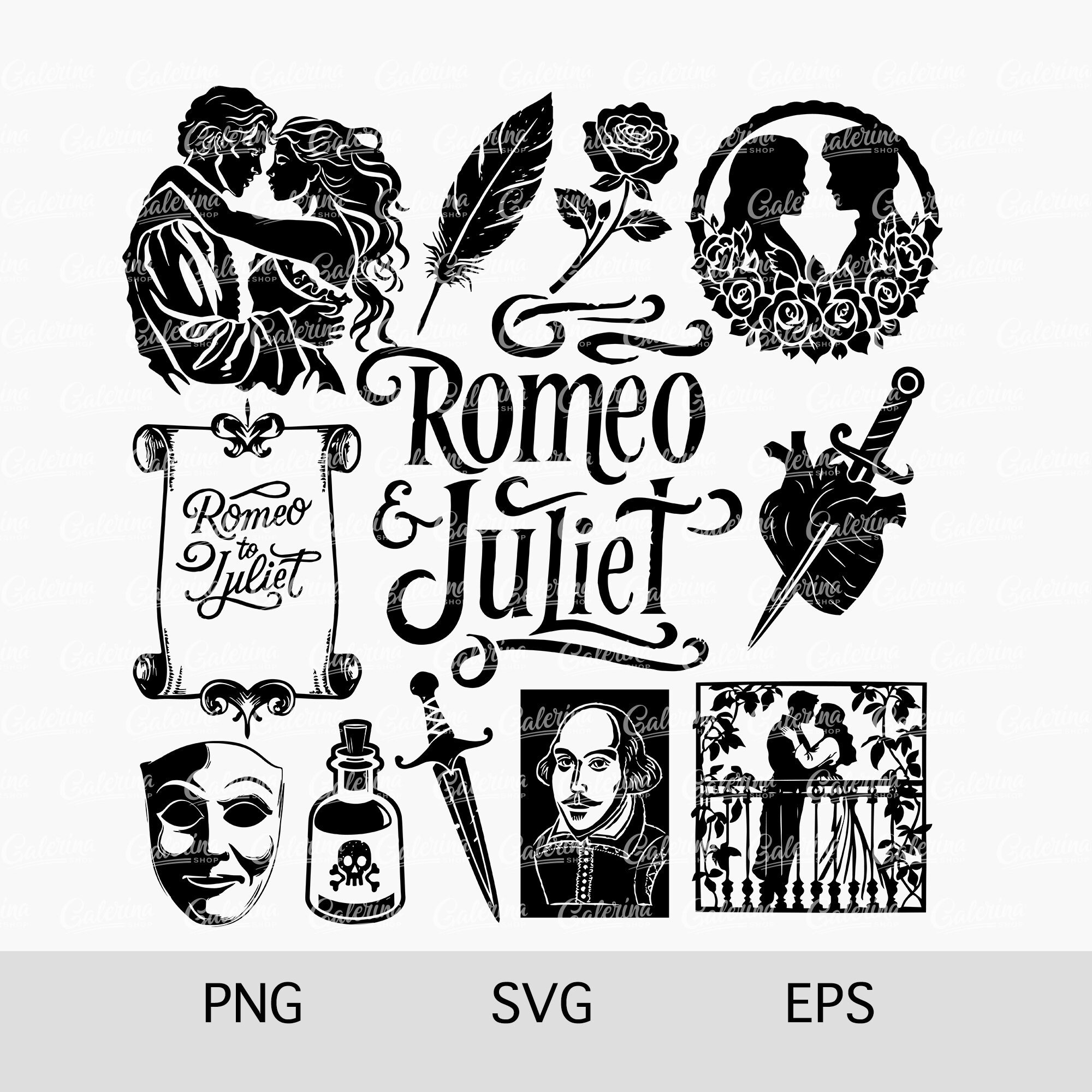 Romeo and Juliet Svg Png Bundle William Shakespeare Romantic Book Svg ...