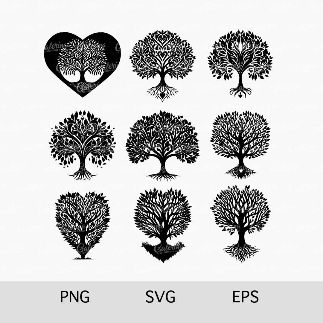 Family Reunion Tree of Life SVG Bundle: Heart & Roots Cut Files for ...
