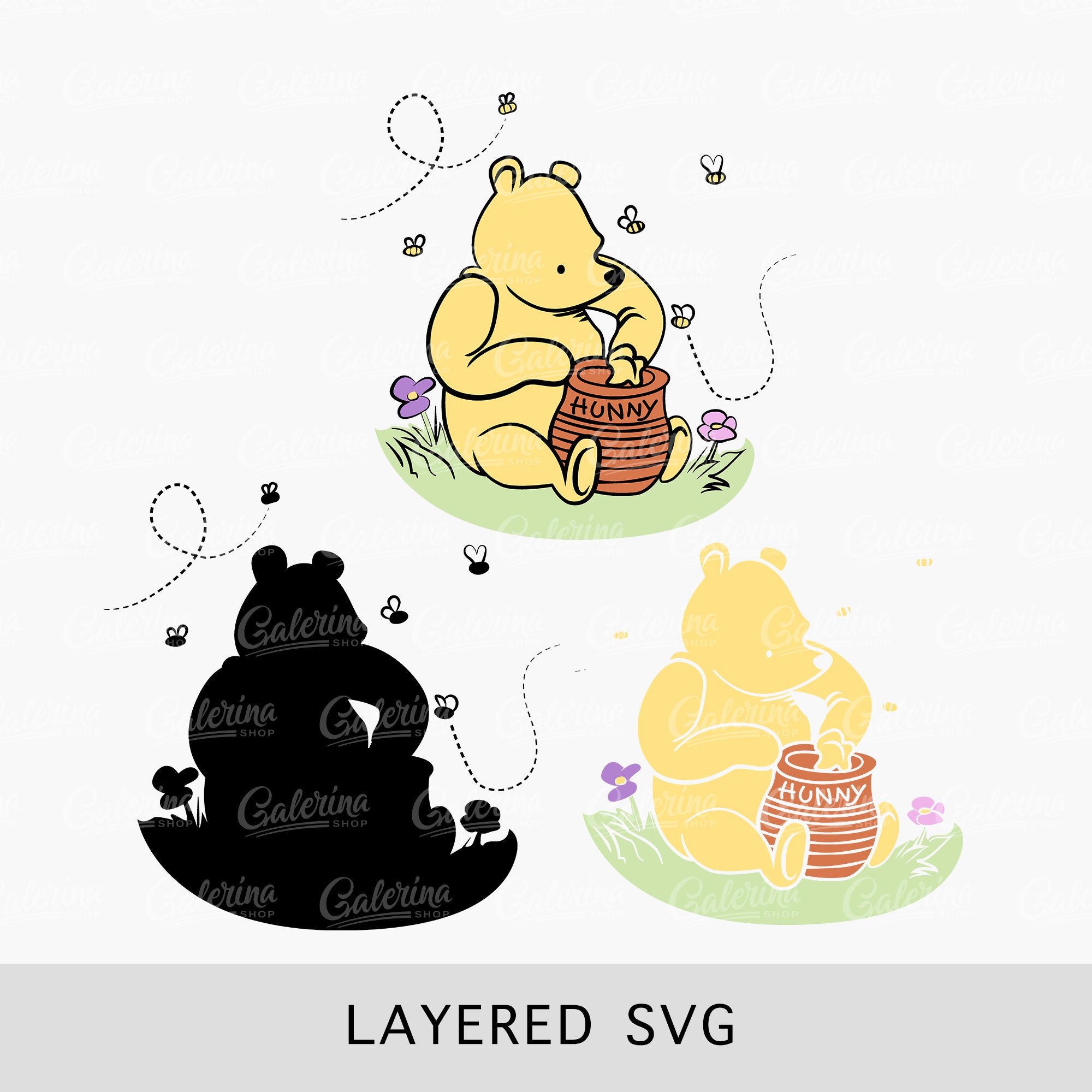 Winnie the Pooh SVG Bundle: Classic Pooh Baby Shower PNG Designs ...