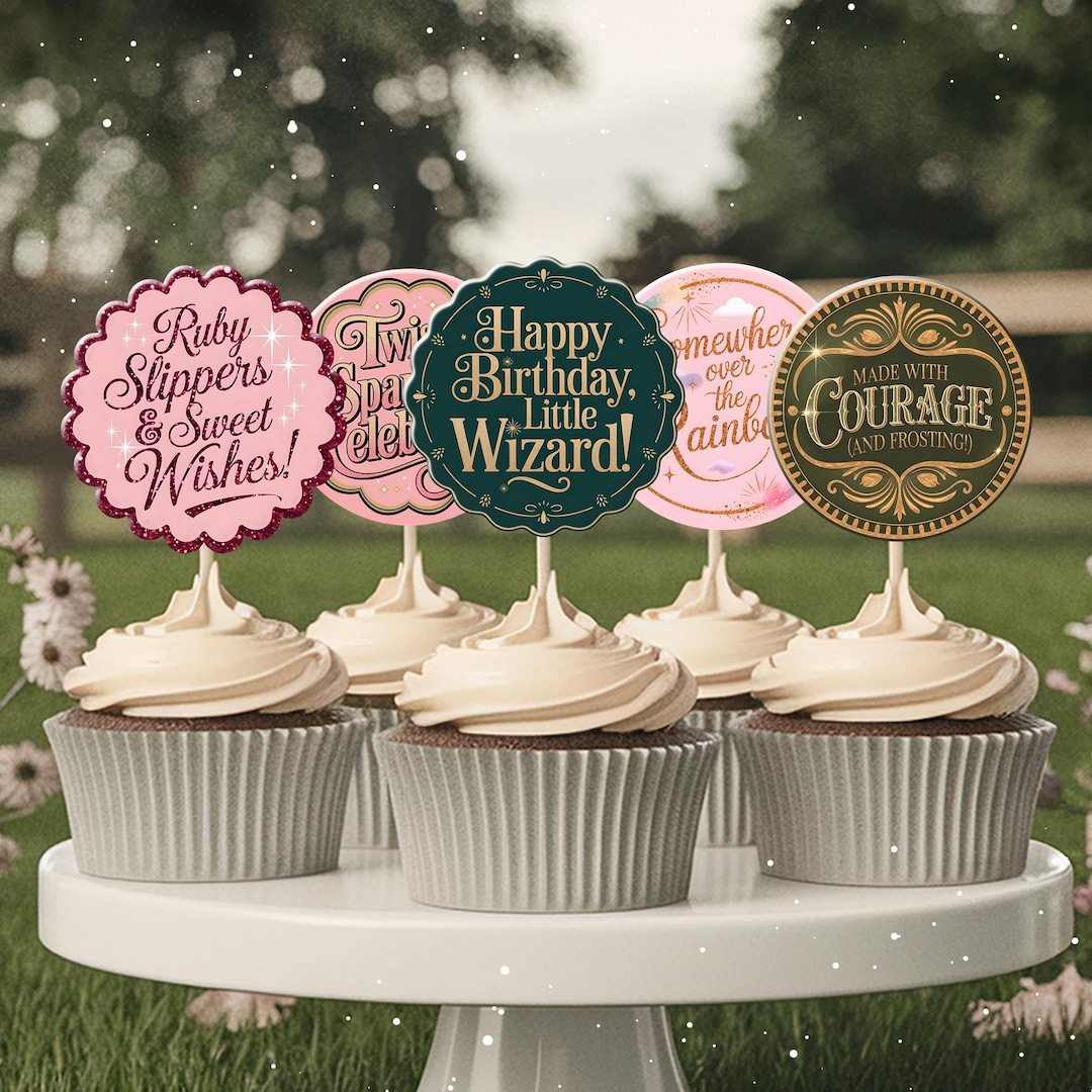 Wizard of Oz Cupcake Toppers PNG, Printable Birthday Party Decor ...