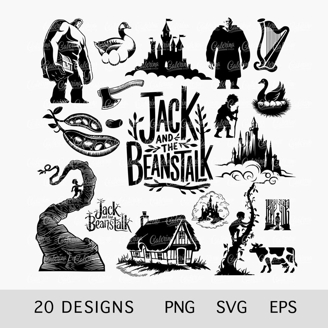 Jack and the Beanstalk SVG Bundle, Classic Fairytale Story Clipart ...