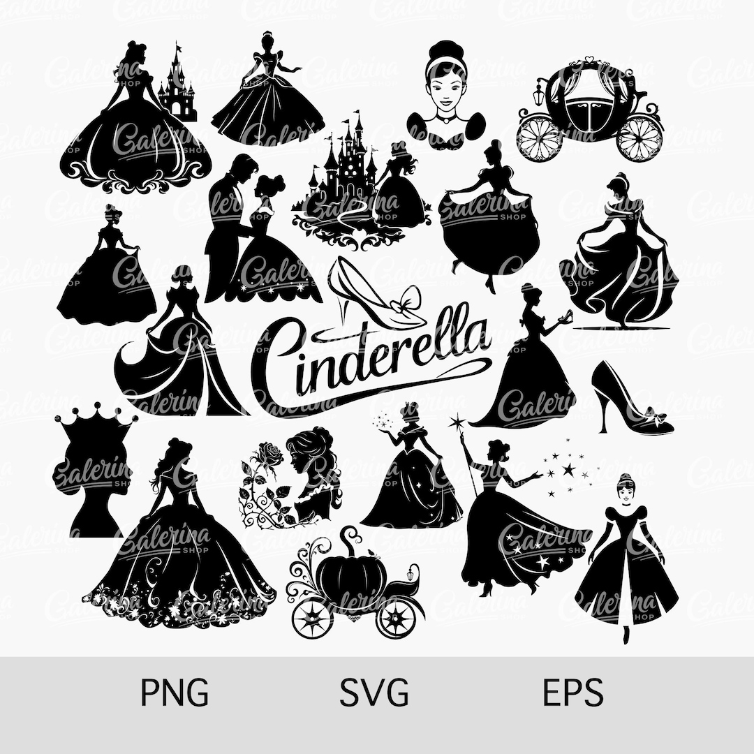 Cinderella SVG Bundle: Princess Castle, Shoe, Book Designs, Fairy Tale ...