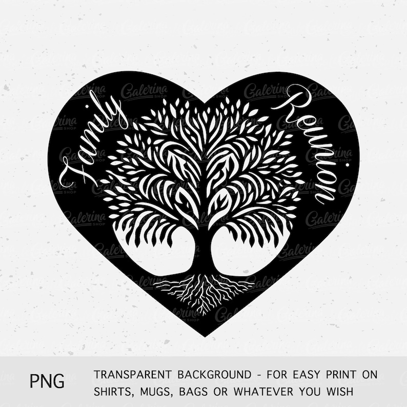 Family Reunion Tree Svg Heart Tree With Roots Tree of Life Cut File ...