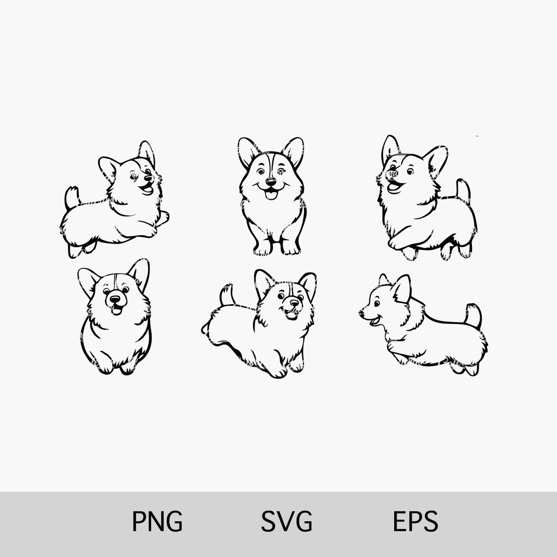 Corgi Svg Png Kawaii Corgi Clipart Cute Corgi Bundle Funny Puppy Welsh ...