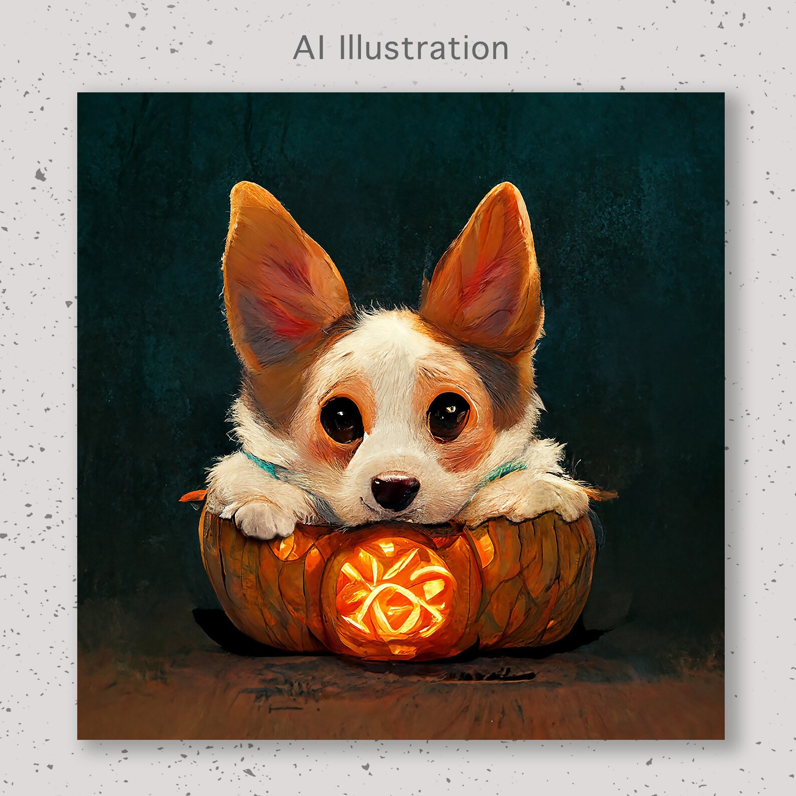 Halloween Picture of Corgi in Pumpkin Halloween Printable Wall Art AI ...