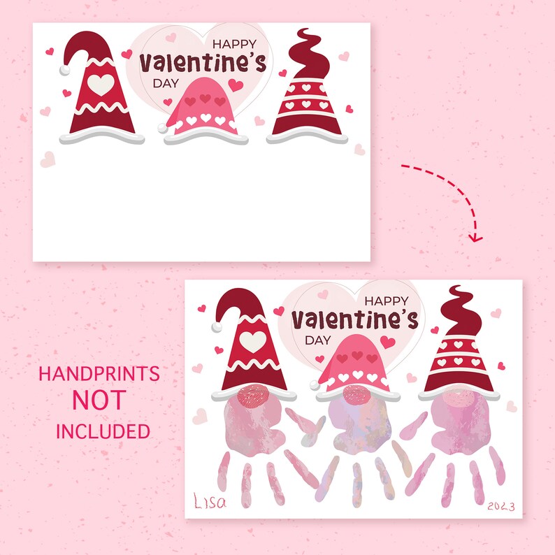 5-minute Crafts Valentine Handprint DIY Gift Printable Gnome Keepsake ...