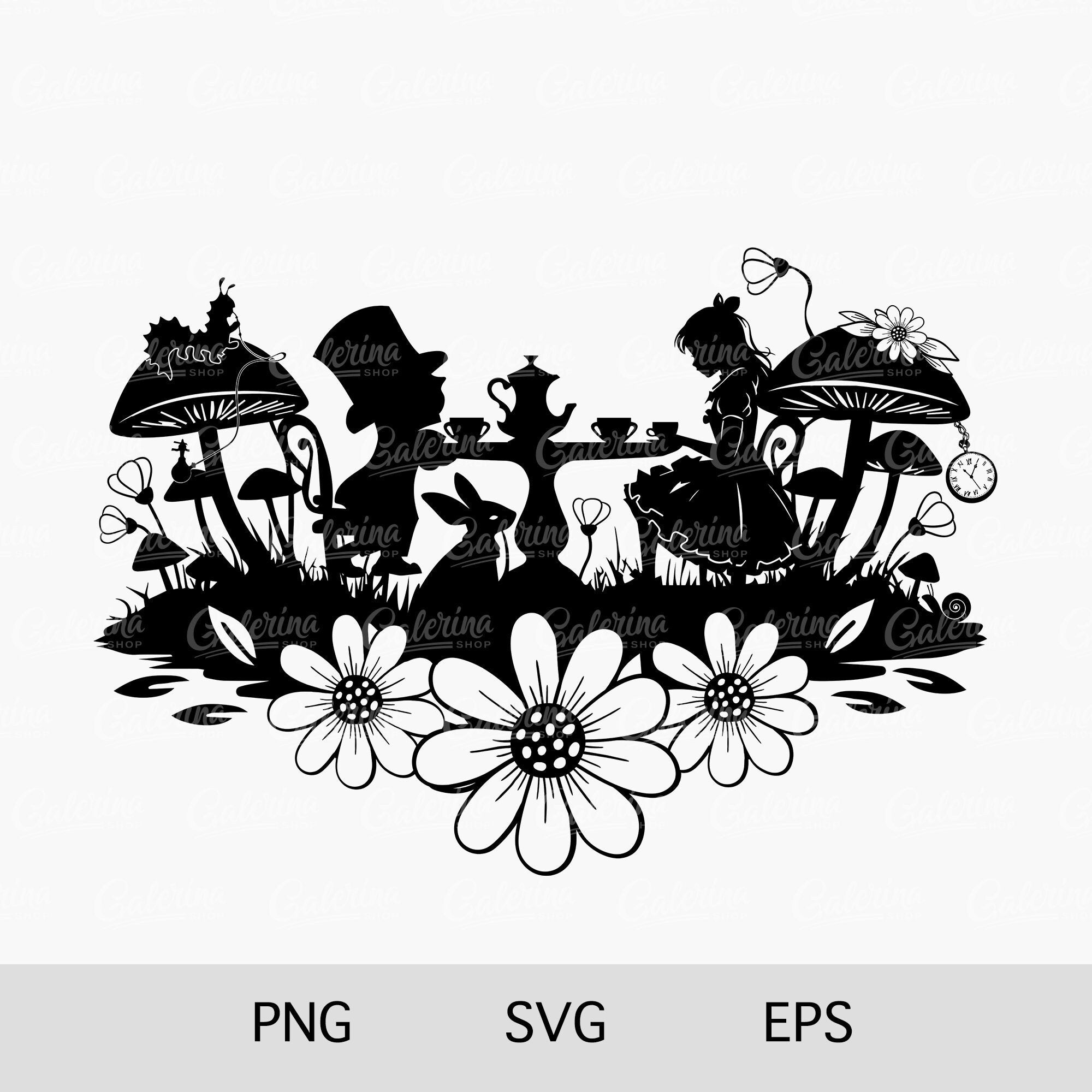 Alice in Wonderland Svg Tea Time Svg Clipart Book Svg Tea Party Svg ...