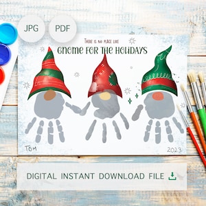 5-minute Crafts Christmas Handprint DIY Gift Printable Gnome Keepsake ...
