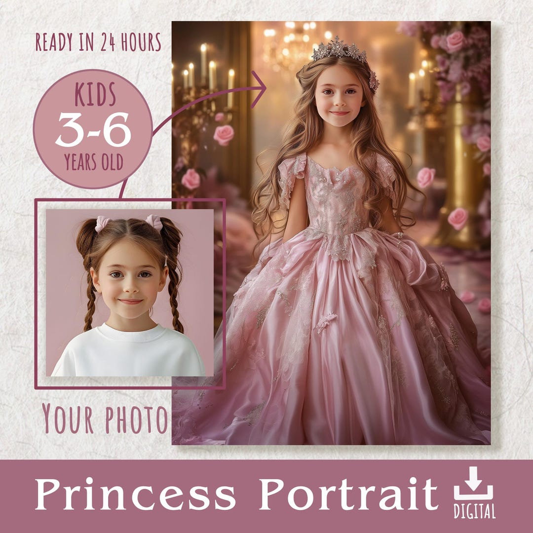 Custom Princess Portrait: Personalized Birthday Gift, Fantasy Birthday ...