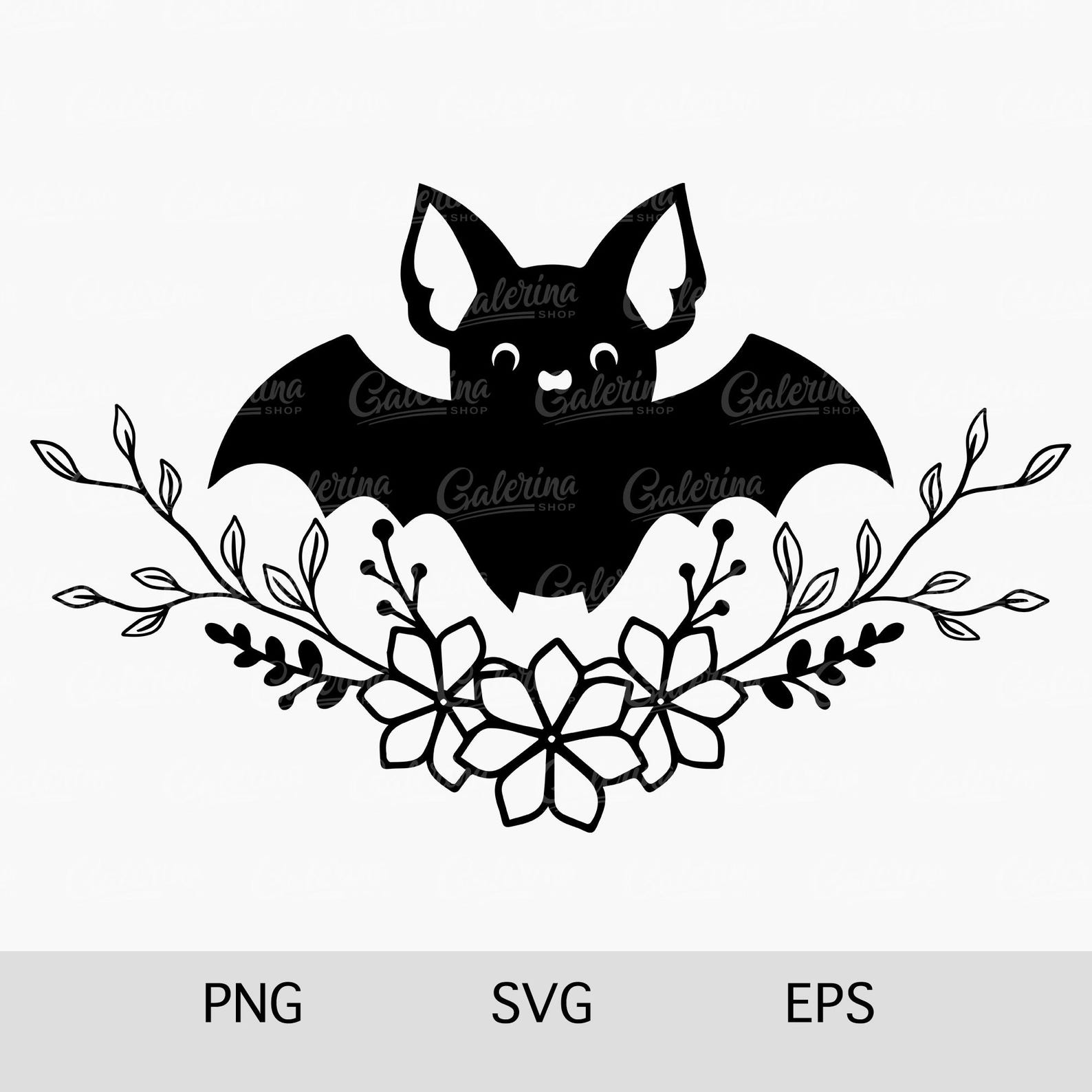 Floral Bat SVG, Gothic Vector Clipart (digital File) - Etsy