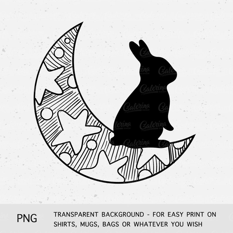 Moon Phase Rabbit SVG: Mystical Bunny Cut Files Silhouette, Sublimation ...