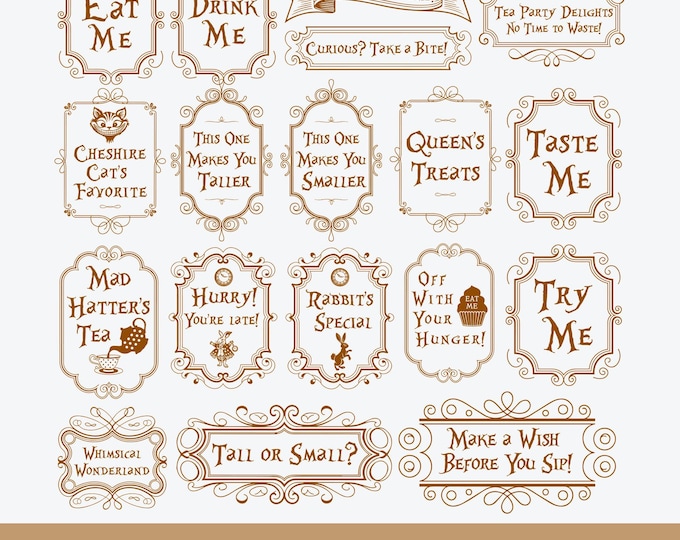 Alice in Wonderland Tags, Eat Me Tags, Party Tags, Favor Tags (12) - Etsy