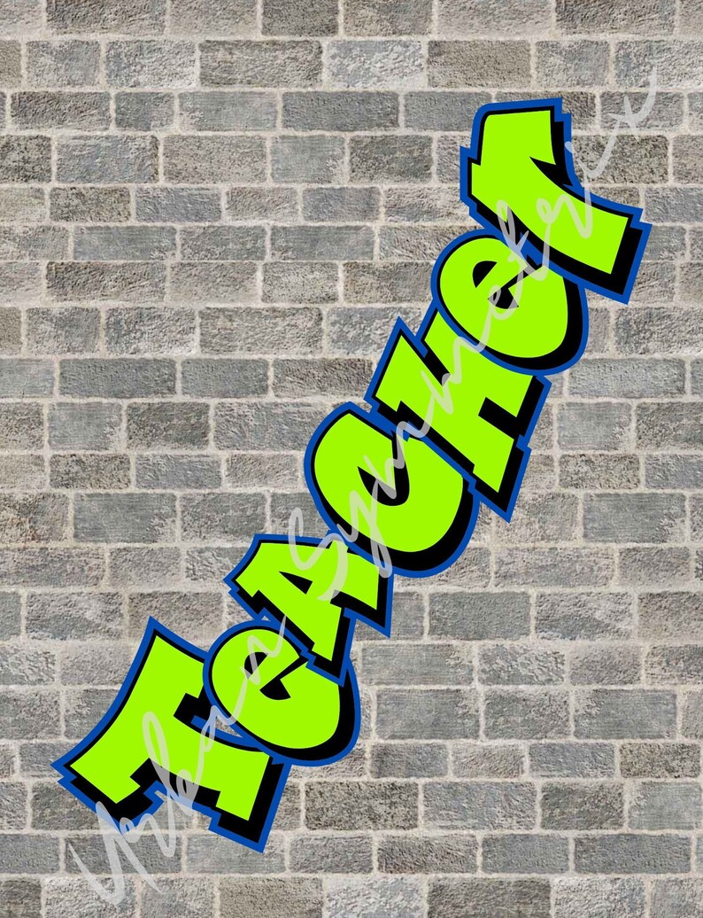 Graffiti Teacher Blue - Etsy