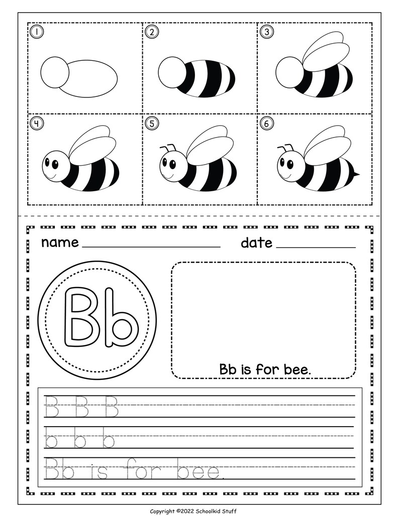 Alphabet Drawing Worksheets for Kids: Learn to Draw (PDF Printable) - Etsy