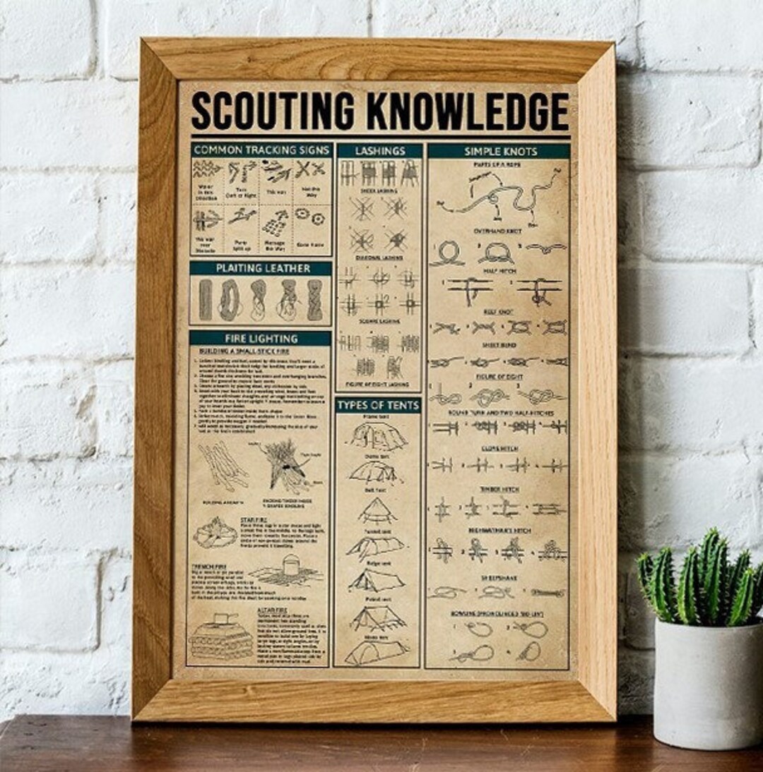 Scouting Knowledge Poster, Common Tracking Signs, Simple Knots. Types ...