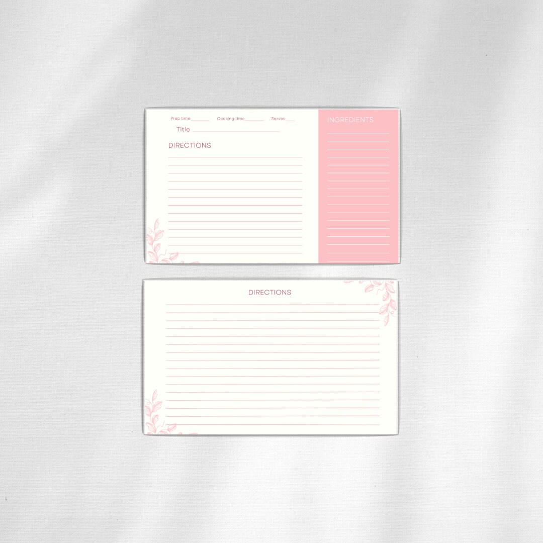Spring-colored 4x6 Recipe Cards Digital Download 6 Color Options ...