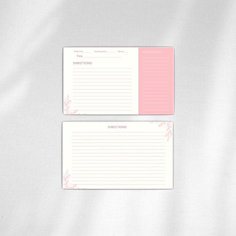 Spring-colored 4x6 Recipe Cards Digital Download 6 Color Options ...