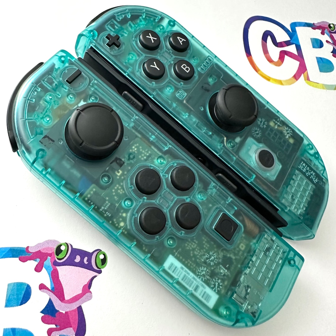 Custom Clear Emerald Green Nintendo Switch Joycons, Customized Joy-con ...