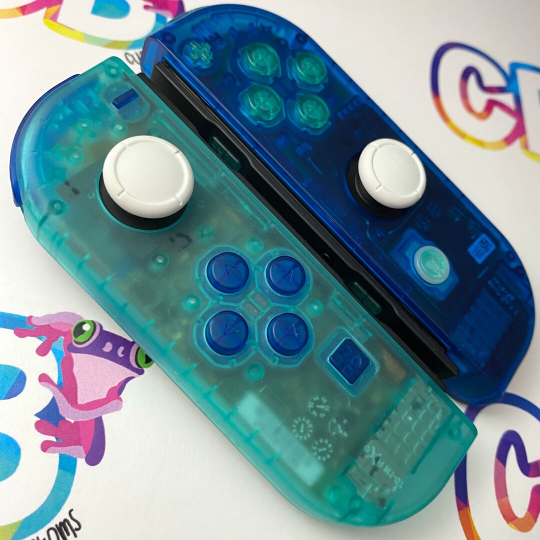 CB Customs, Custom Clear Emerald Green, Clear Blue Nintendo Switch ...