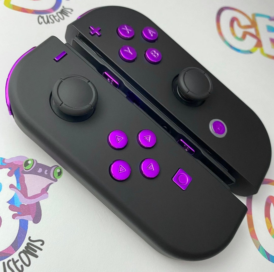 Custom Black & Chrome Purple Nintendo Switch Joycons, Customized Joy ...