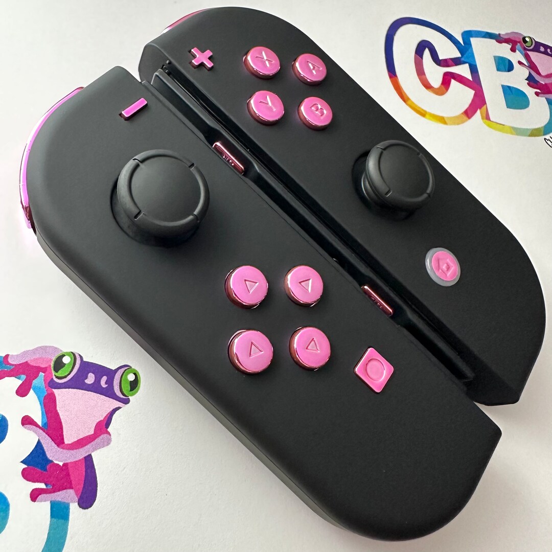 Custom Black & Chrome Pink Nintendo Switch Joycons, Customized Joy-con Controllers, OLED Joy-con ...