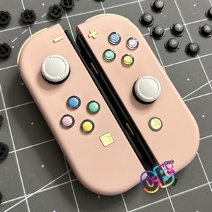 Custom Sakura Pink, Light Cream & Pastel Hearts Nintendo Switch Joycons ...