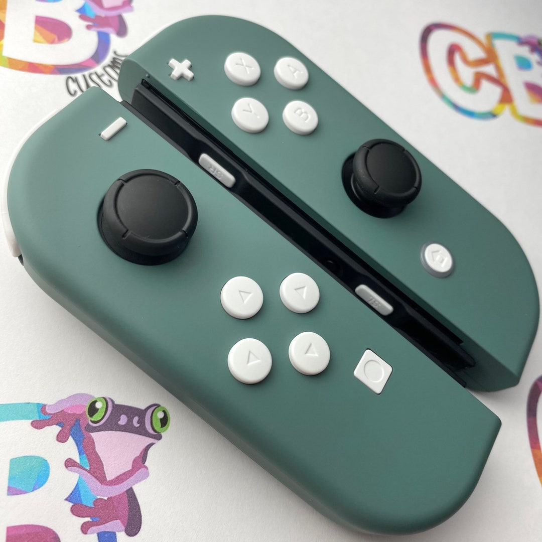 Custom Pine Green & White Nintendo Switch Joycons, Customized Joy-con ...