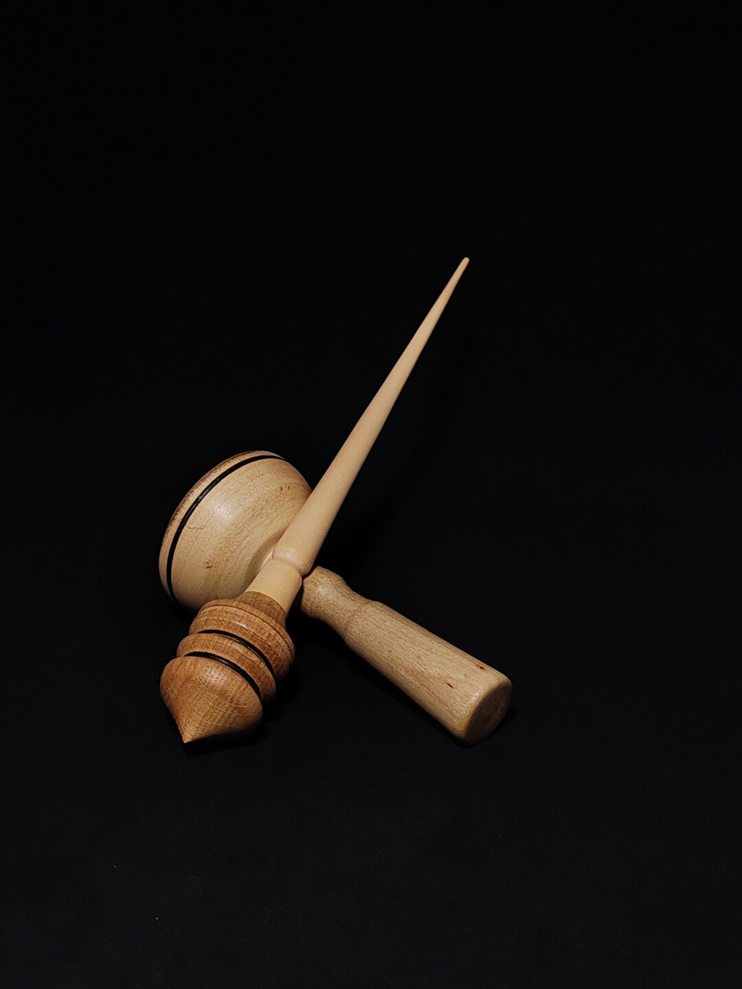 Support Spindle Set: Apple Shaft and Oak Whorl 25.5 Cm / 33 G With Lap ...