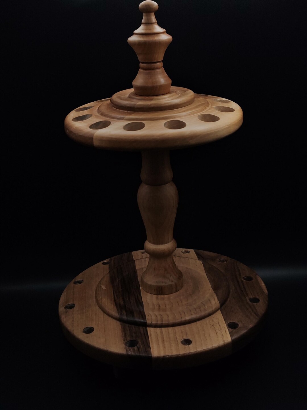 Spindle Stand for 12 Drop and Support Spindles: Walnut, Oak, and Pear ...