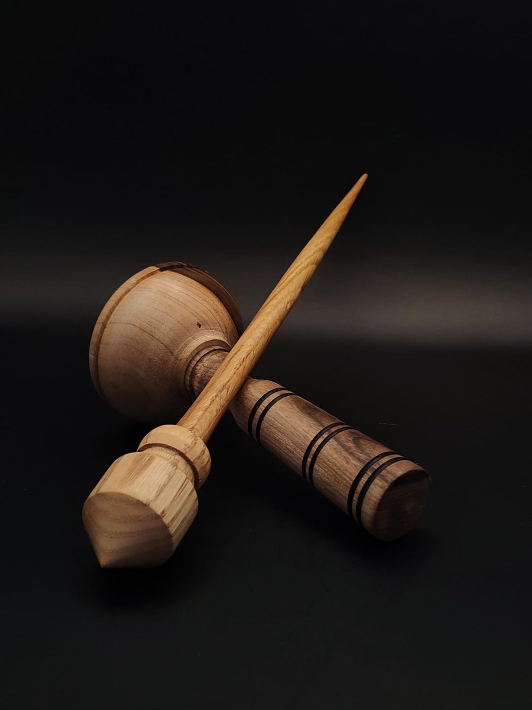 Support Spindle Set: Oak Wood (26 Cm / 22 G) With Walnut Lap Support ...