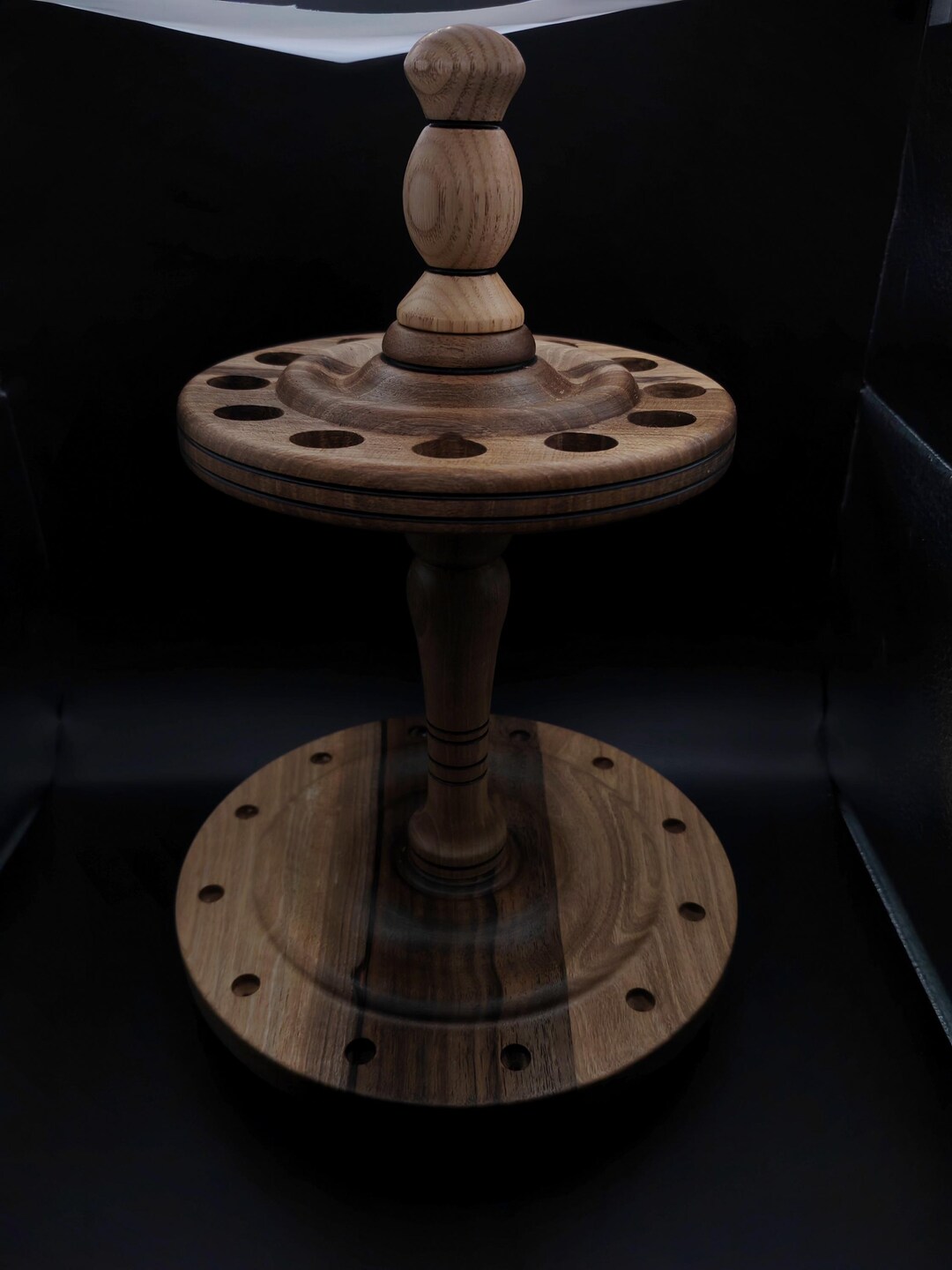Walnut & Oak Spindle Stand – Holds 12 Drop or Support Spindles (17 Cm ...