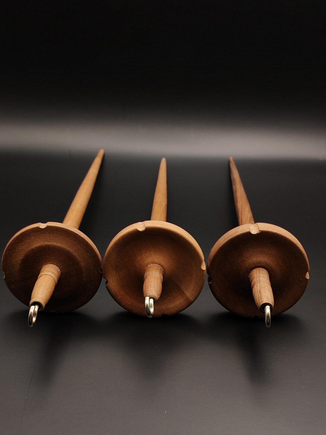 Set of 3 Walnut Drop Spindles: Elegant Craftsmanship for Spinning ...