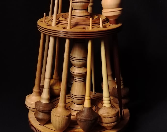 Tilia Wood Spindle Stand for 12 Spindles: 30 Cm Height, Disassembled ...