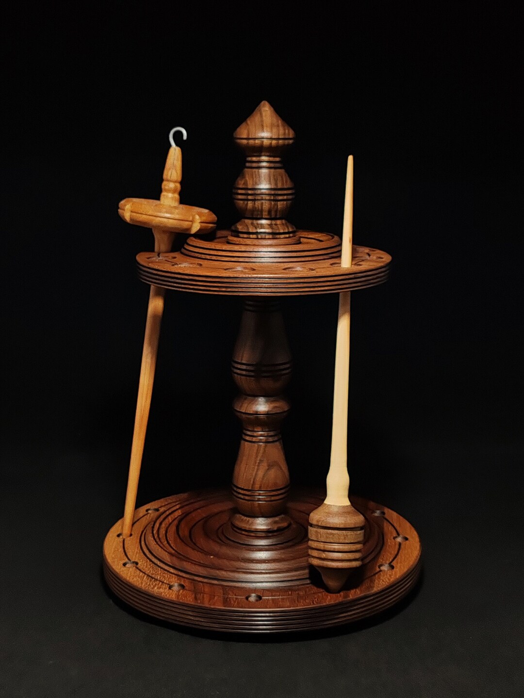 Walnut Wood Spindle Display Stand for Drop and Support Spindles holds ...
