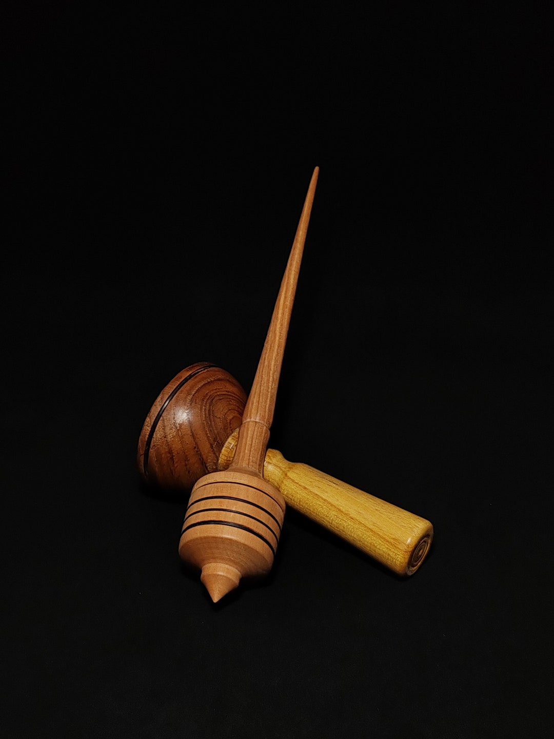 Support Spindle Set: Plum and Oak Wood (26 Cm / 10.24 Inches, 42 Grams ...