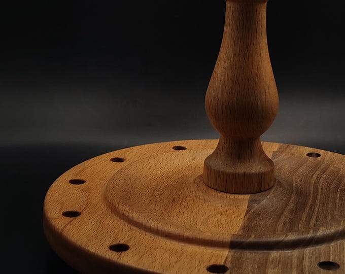 Spindle Stand for 12 Support & Drop Spindles – Beech and Walnut Wood ...