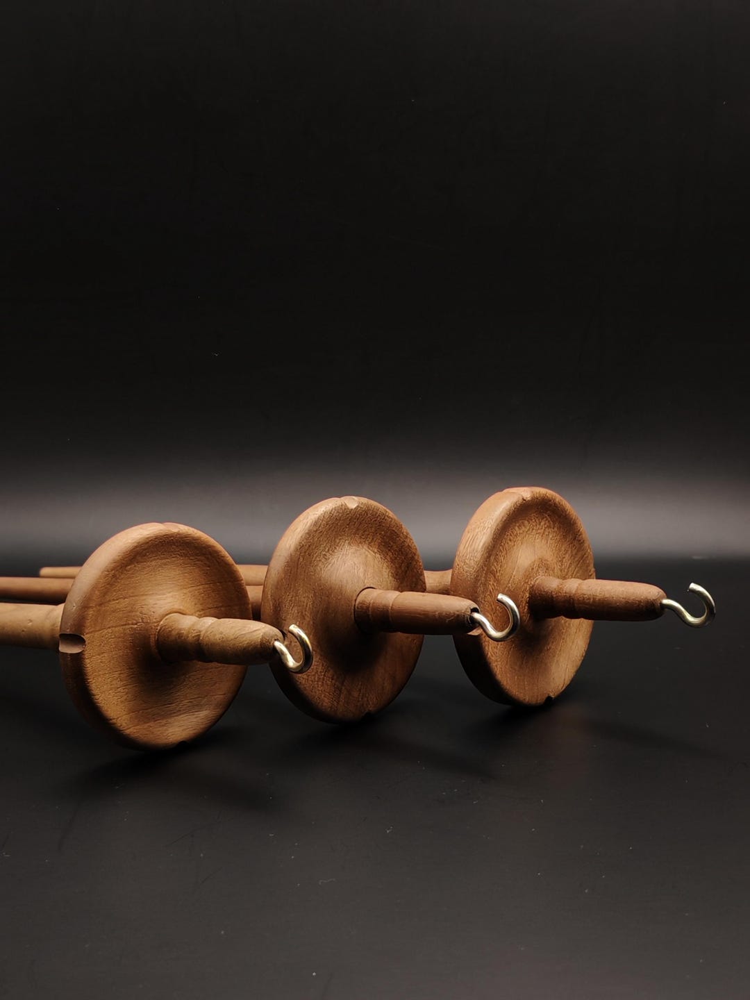 Set of 3 Walnut Drop Spindles: Versatile Tools for Your Spinning ...